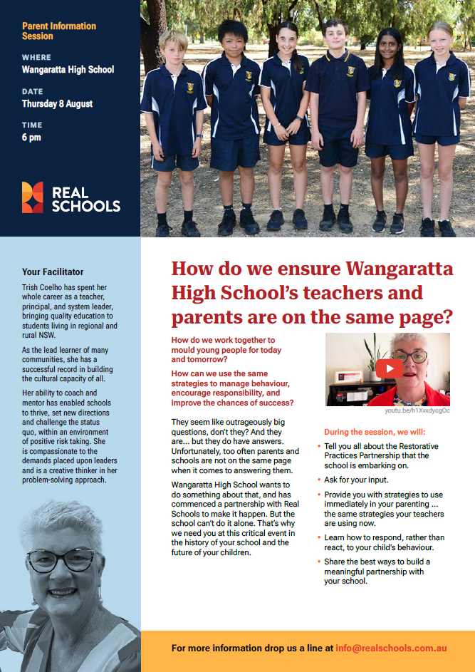 Real Schools – Restorative Practice 2.0 – Wangaratta High School